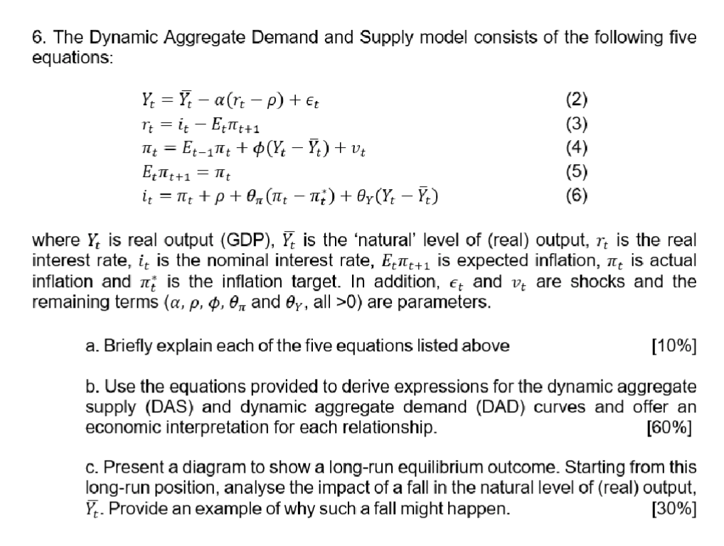Solved The Dynamic Aggregate Demand and Supply model | Chegg.com