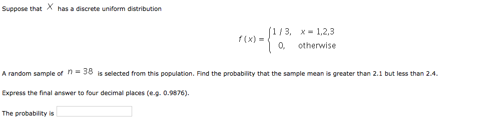 Solved Suppose that has a discrete uniform distribution 1/3, | Chegg.com