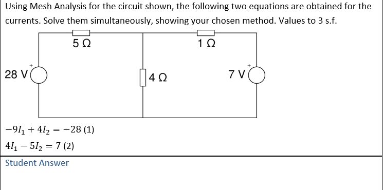 Solved Using Mesh Analysis for the circuit shown, the | Chegg.com