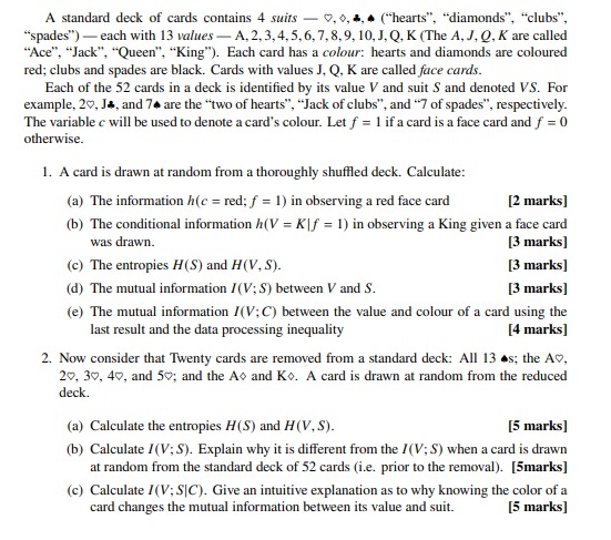 Solved A standard deck of cards contains 4 suits −⋄,⋄,↓,∙ | Chegg.com