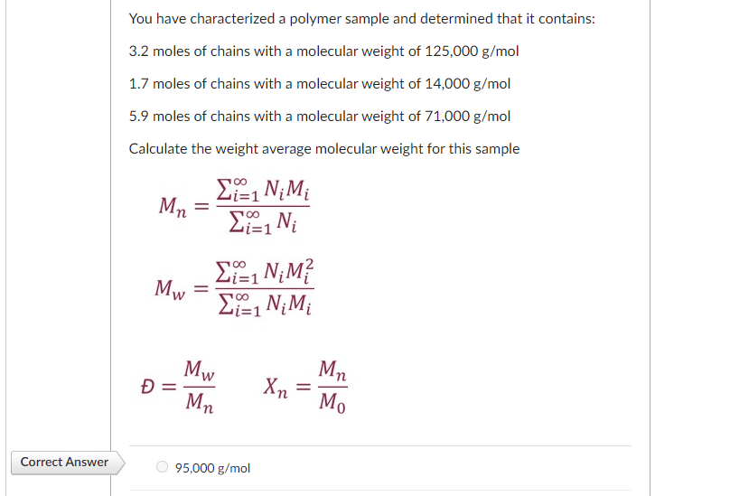 Solved You have characterized a polymer sample and | Chegg.com