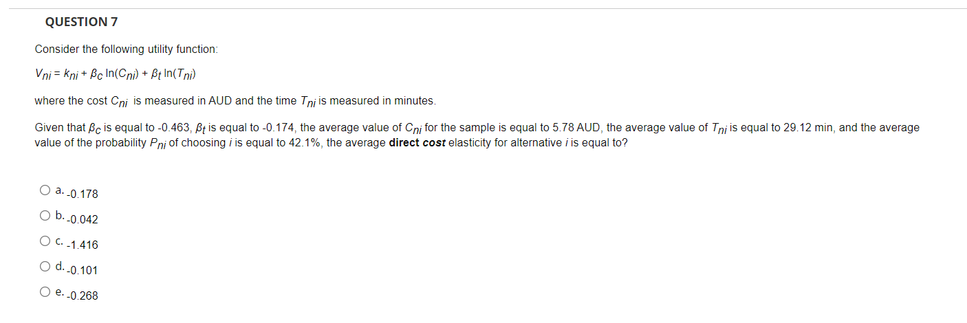 Solved Consider the following utility function: | Chegg.com