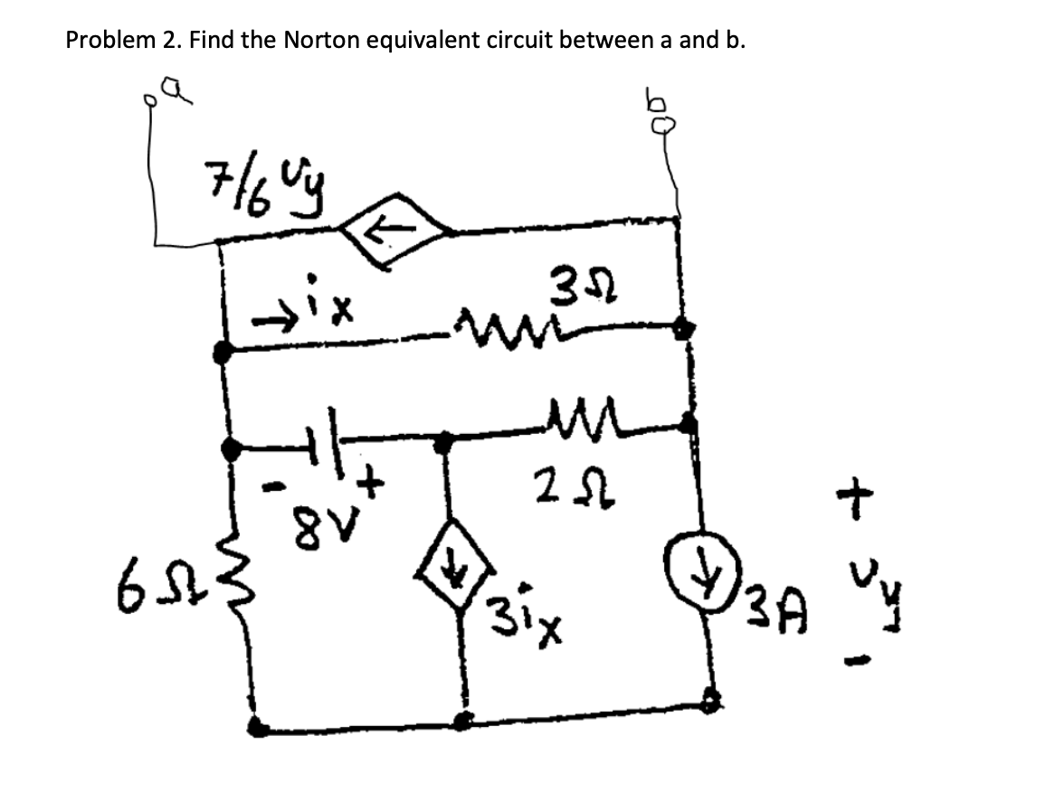 Solved Problem 2 . Find the Norton equivalent circuit | Chegg.com