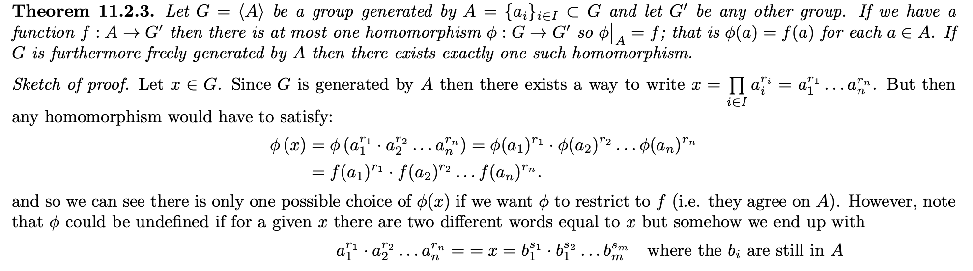 Theorem 11.2.3. Let G= A be a group generated by | Chegg.com