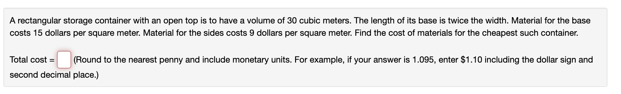 Solved A rectangular storage container with an open top is | Chegg.com