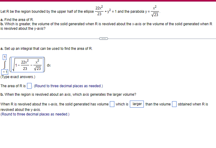 Solved Let R be the region bounded by the upper half of the | Chegg.com