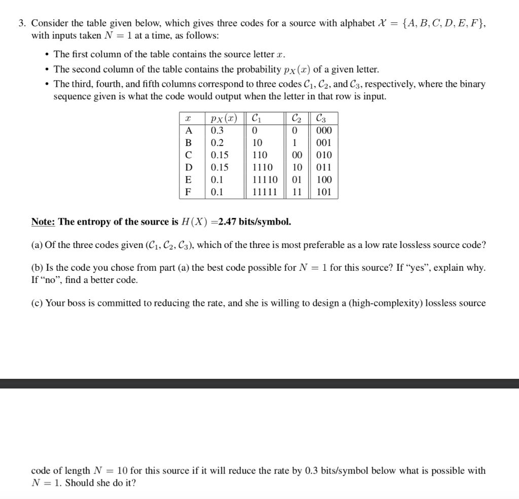 Solved Consider the table given below, which gives three | Chegg.com