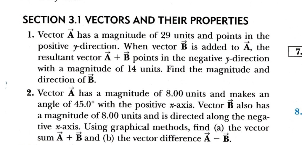 Solved 7. SECTION 3.1 VECTORS AND THEIR PROPERTIES 1. Vector | Chegg.com
