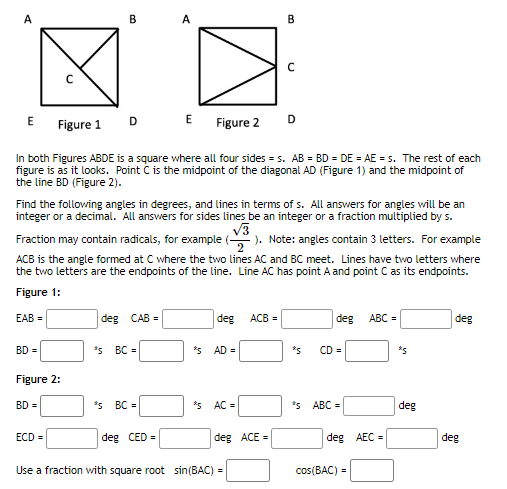 Solved In both Figures ABDE is a square where all four sides | Chegg.com
