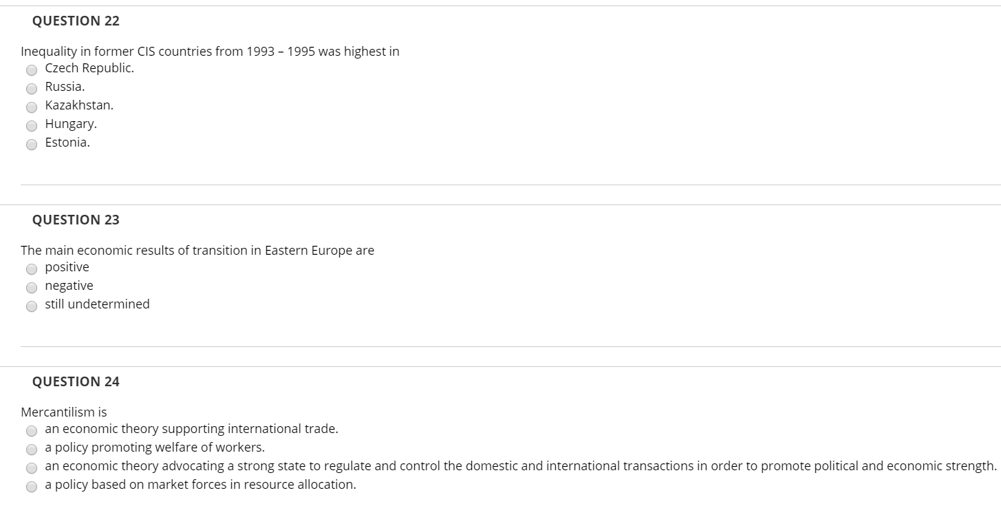 Solved QUESTION 22 Inequality in former CIS countries from | Chegg.com