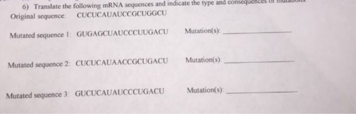 Solved 6) Translate the following mRNA sequences and | Chegg.com