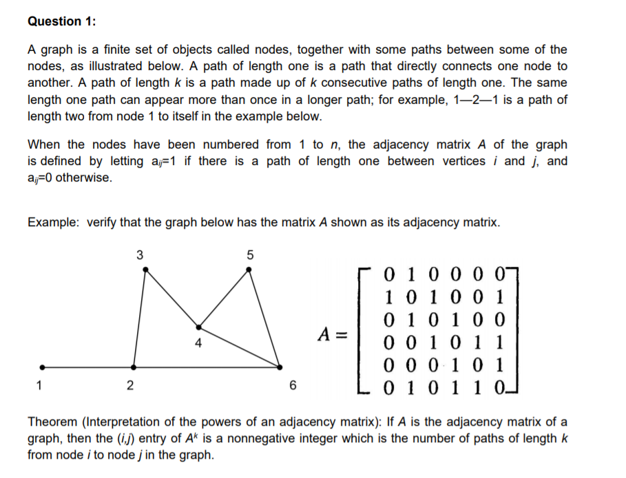 Solved Question 1: A graph is a finite set of objects called | Chegg.com