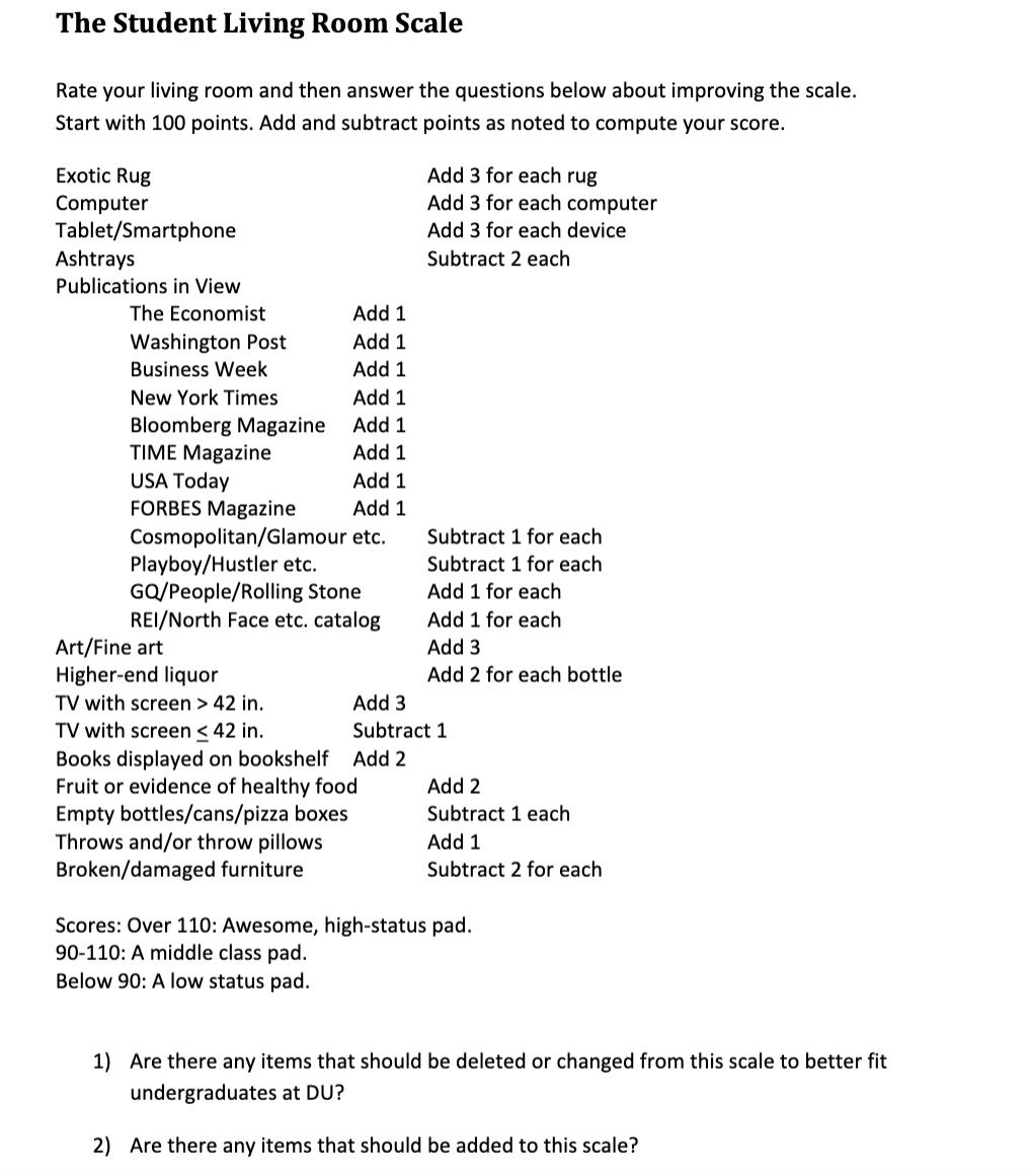 The Student Living Room Scale Rate your living room | Chegg.com