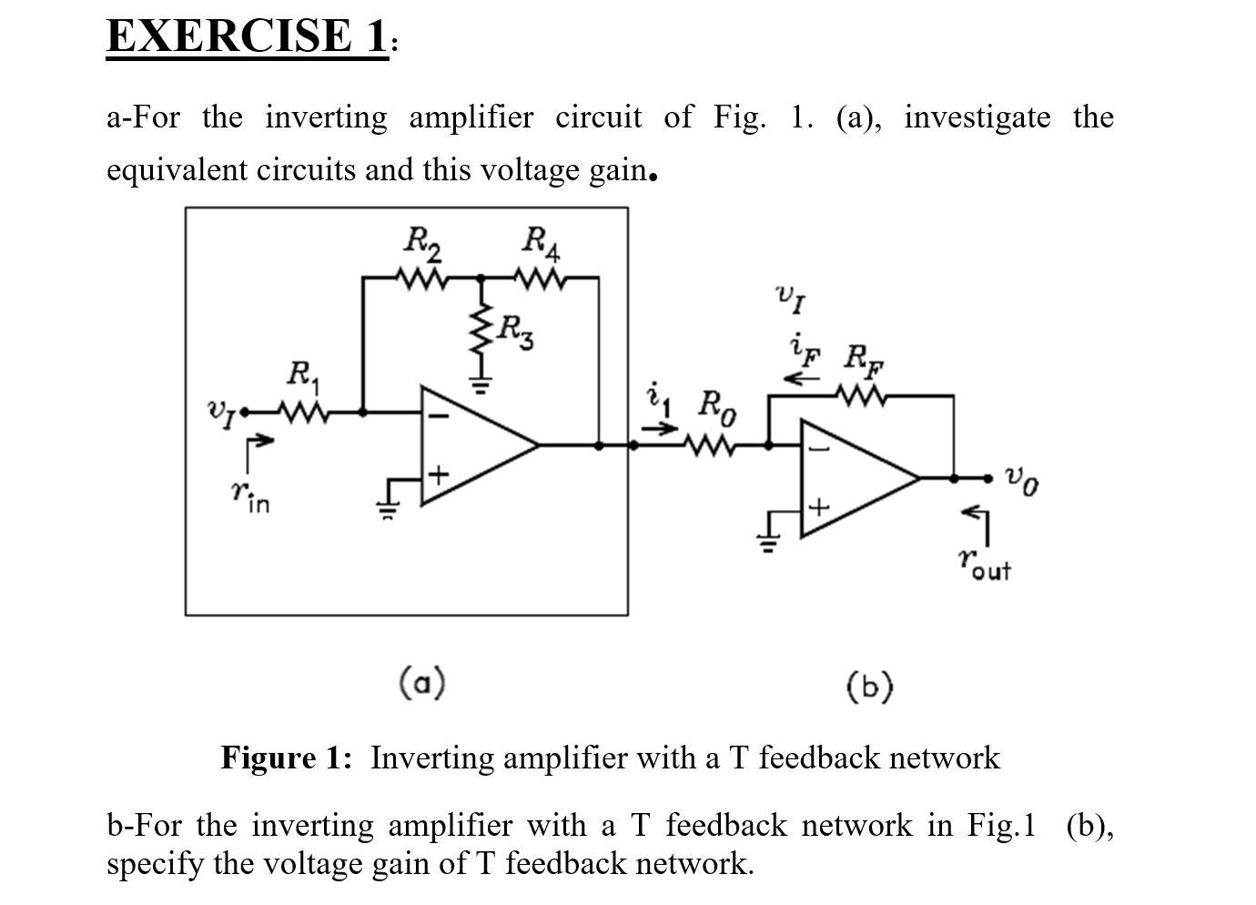 Solved EXERCISE 1: a-For the inverting amplifier circuit of | Chegg.com