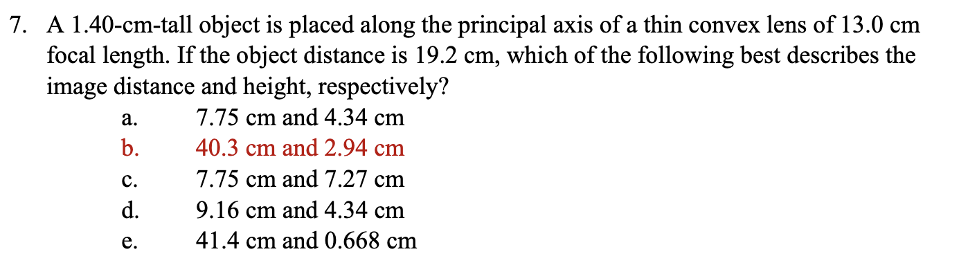 Solved 7. A 1.40-cm-tall object is placed along the | Chegg.com