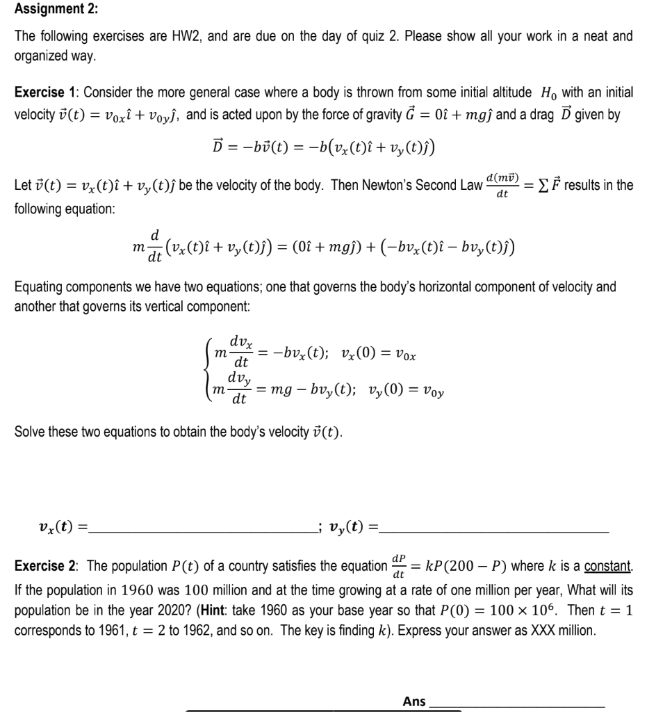 Solved The following exercises are HW2, and are due on the | Chegg.com