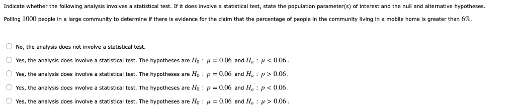 Solved Indicate whether the following analysis involves a | Chegg.com