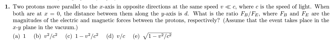 Solved 1. Two protons move parallel to the \\( x \\)-axis in | Chegg.com