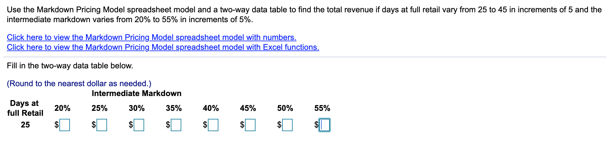 Markdown Pricing Model Data | Chegg.com