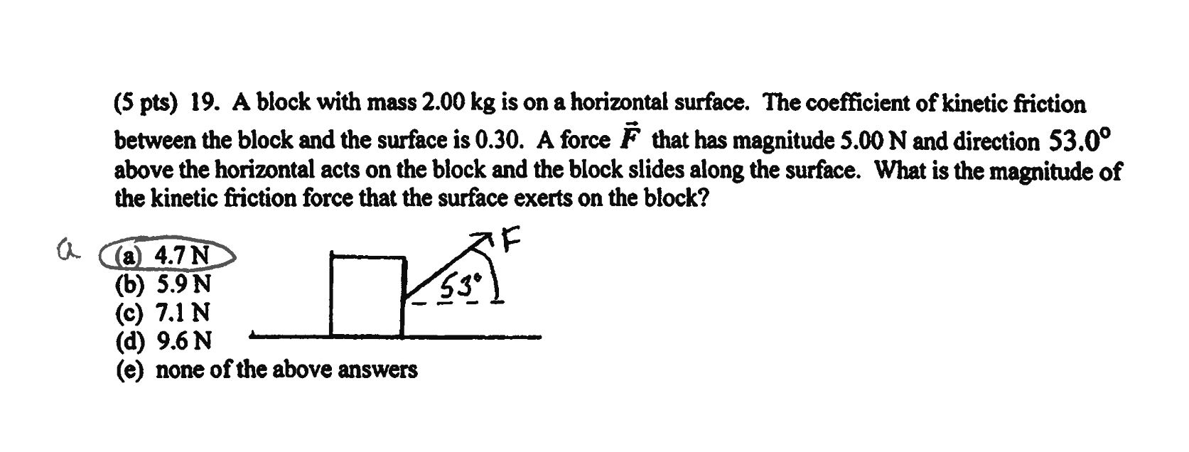 Solved ( 5 ﻿pts) 19. ﻿A block with mass 2.00 ﻿kg is on a | Chegg.com
