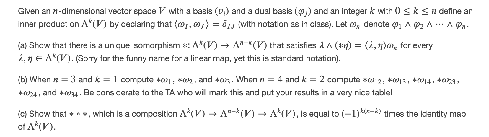 Given an n-dimensional vector space V with a basis | Chegg.com