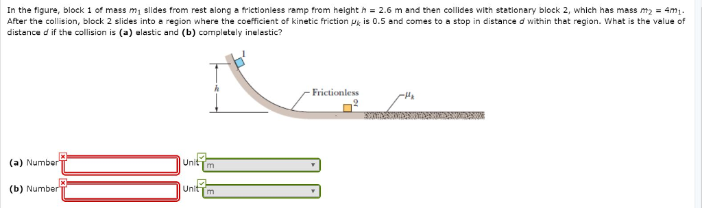 Solved In the figure, block 1 of mass m1 slides from rest | Chegg.com