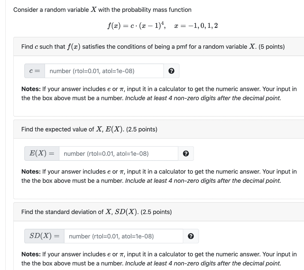Solved Consider a random variable X with the probability | Chegg.com