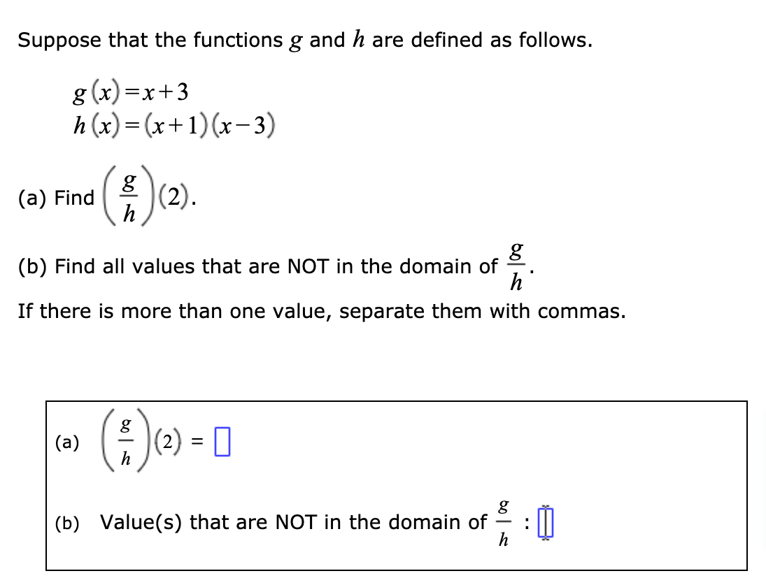 Solved Suppose that the functions g and h are defined as | Chegg.com