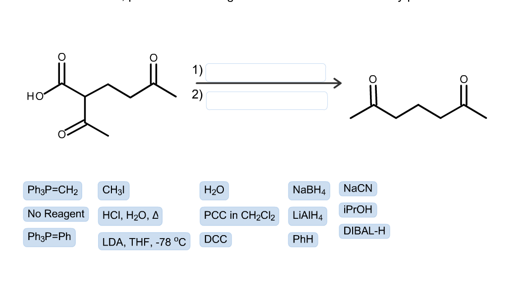 Solved gehiene HO Ph3P=CH2 CH31 H20 NaBH4 NaCN No Reagent | Chegg.com