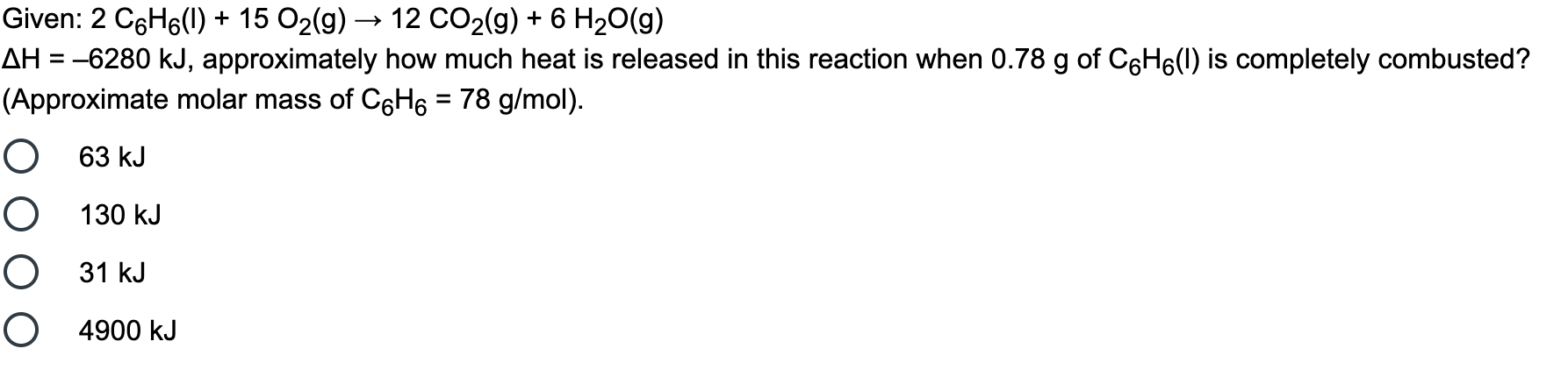 Solved Given: 2 C6H6(l) + 15 O2(g) → 12 CO2(g) + 6 H2O(g) AH | Chegg.com