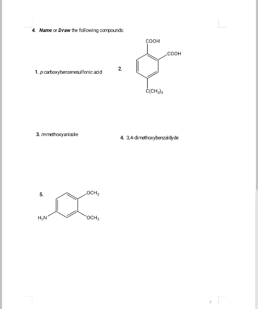 Solved 4. Name or Draw the following compounds: COOH COOH 1. | Chegg.com