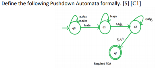 Solved Define the following Pushdown Automata formally. [5] | Chegg.com
