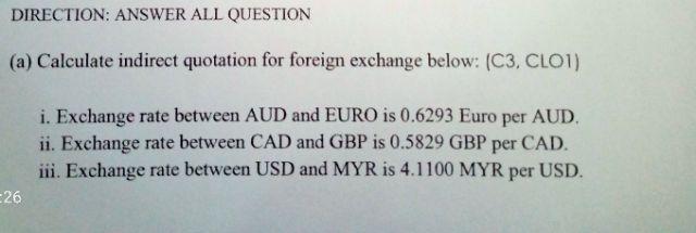 Solved DIRECTION: ANSWER ALL QUESTION (a) Calculate indirect | Chegg.com