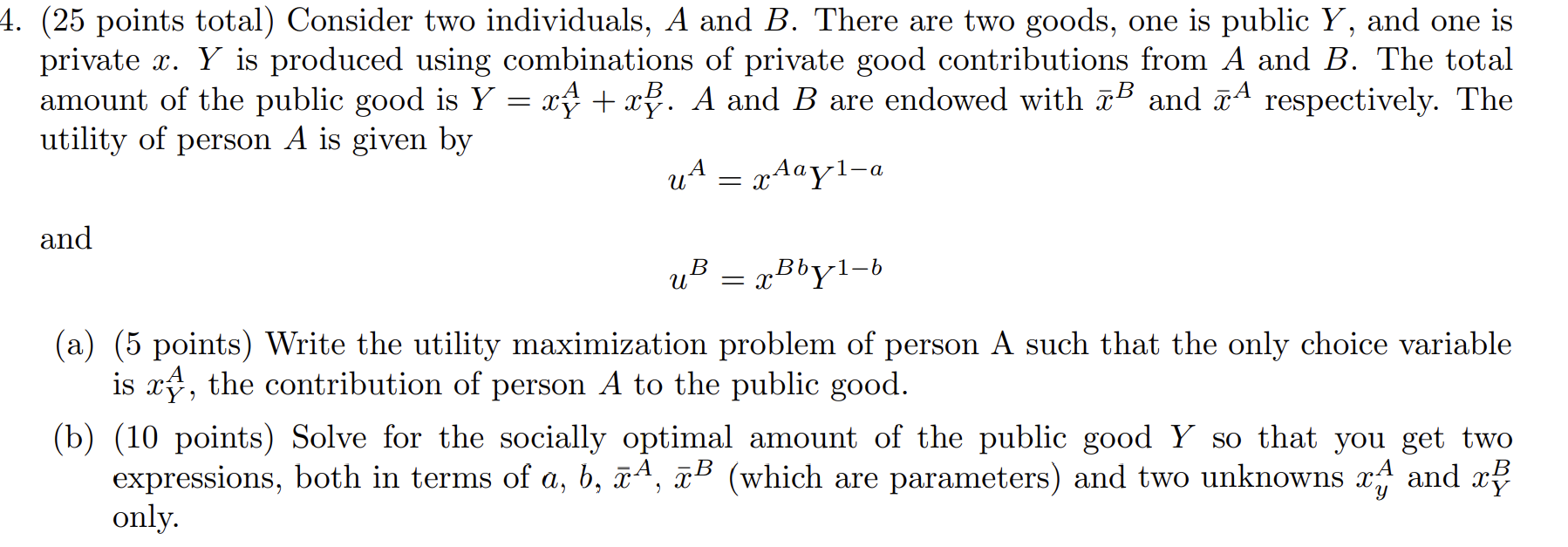 (25 ﻿points total) ﻿Consider two individuals, A and | Chegg.com