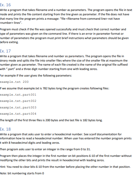 Solved Ex. 16 Write a program that takes filename and a | Chegg.com
