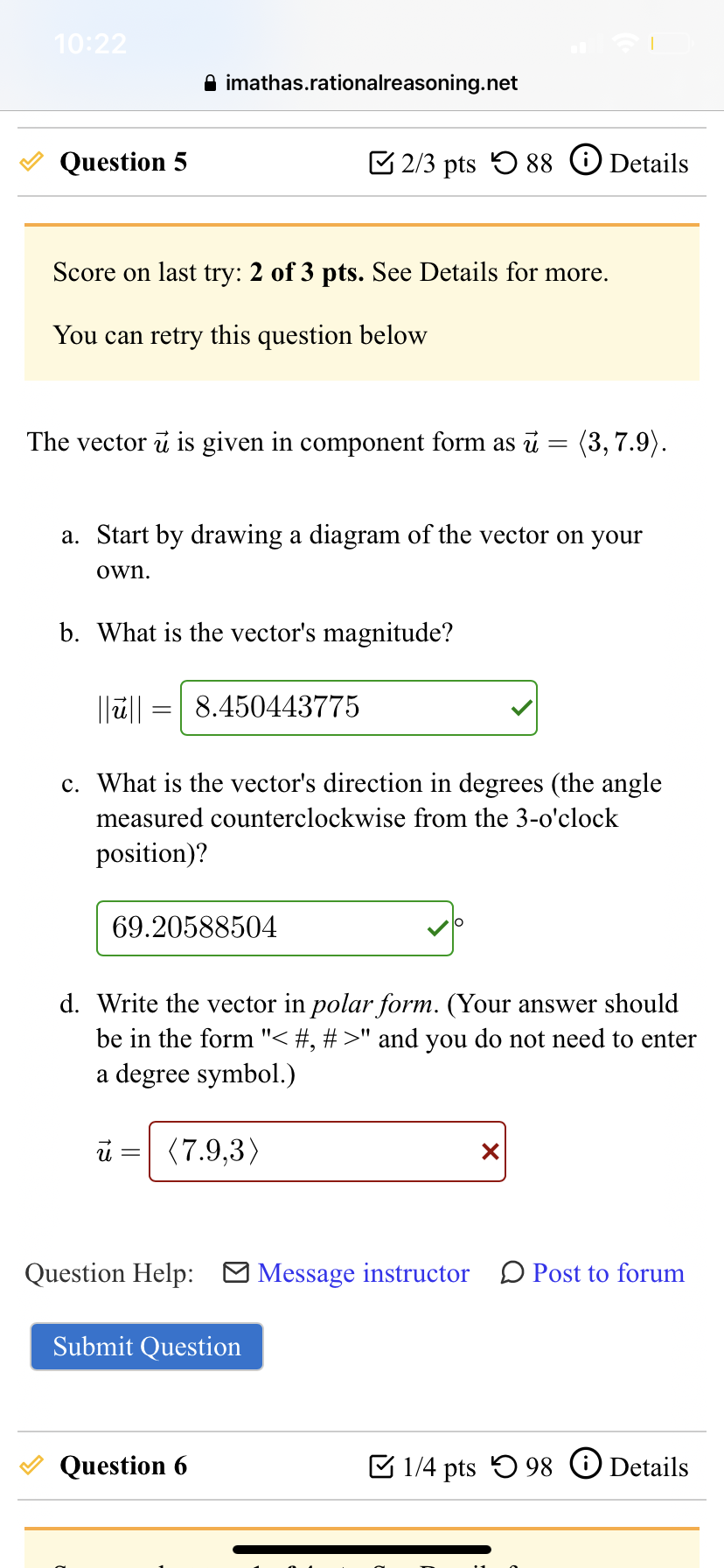 Solved 10:22 imathas.rationalreasoning.net Question 5 2/3 | Chegg.com
