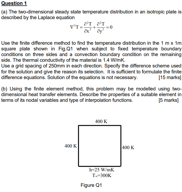 Solved (a) The two-dimensional steady state temperature | Chegg.com