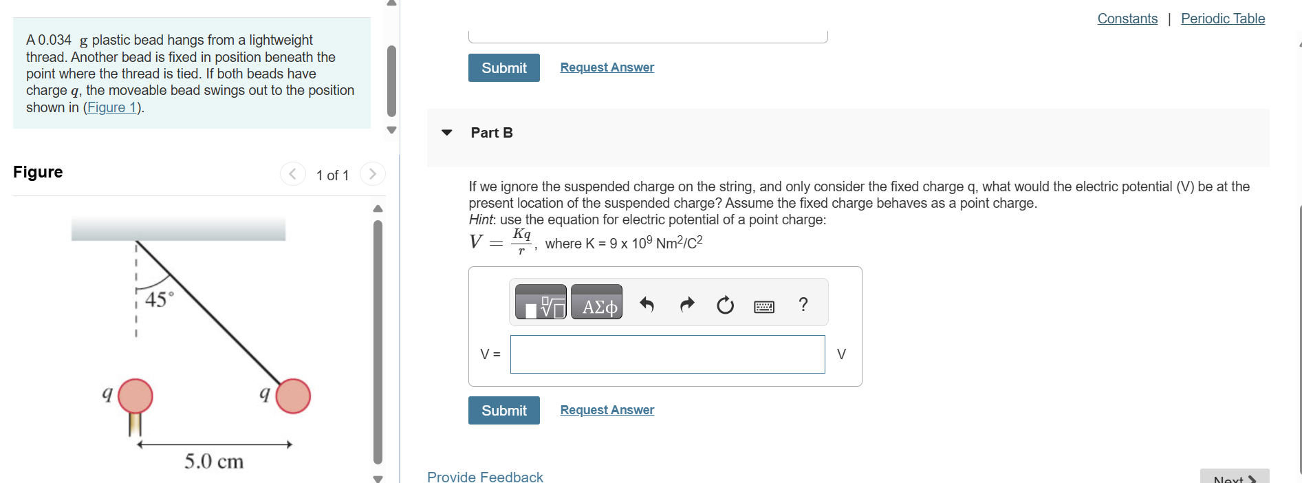 Solved Part BIf we ignore the suspended charge on the | Chegg.com