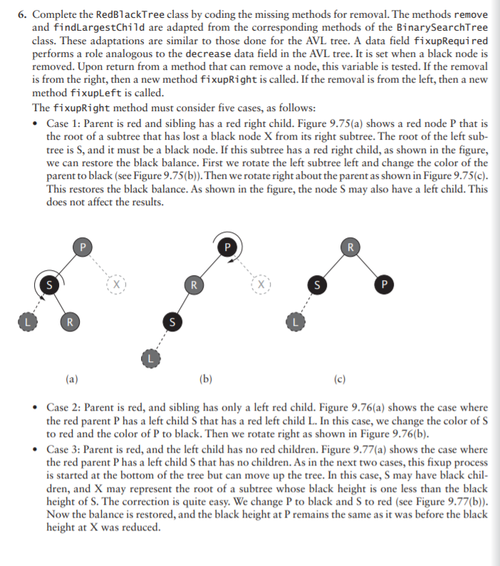 Solved 6. Complete the RedBlackTree class by coding the | Chegg.com