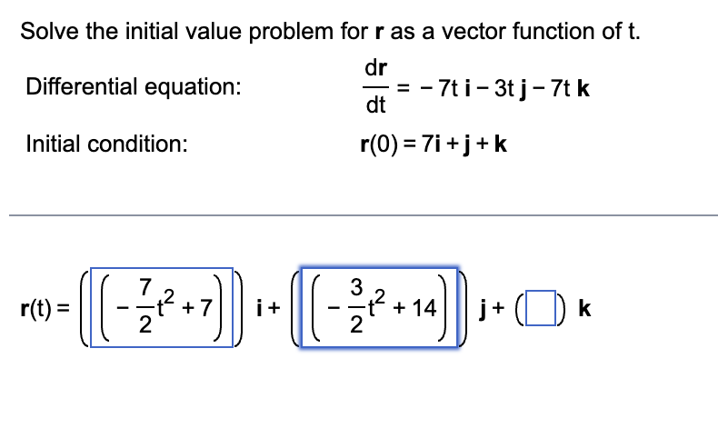 Solved Solve the initial value problem for r as a vector | Chegg.com