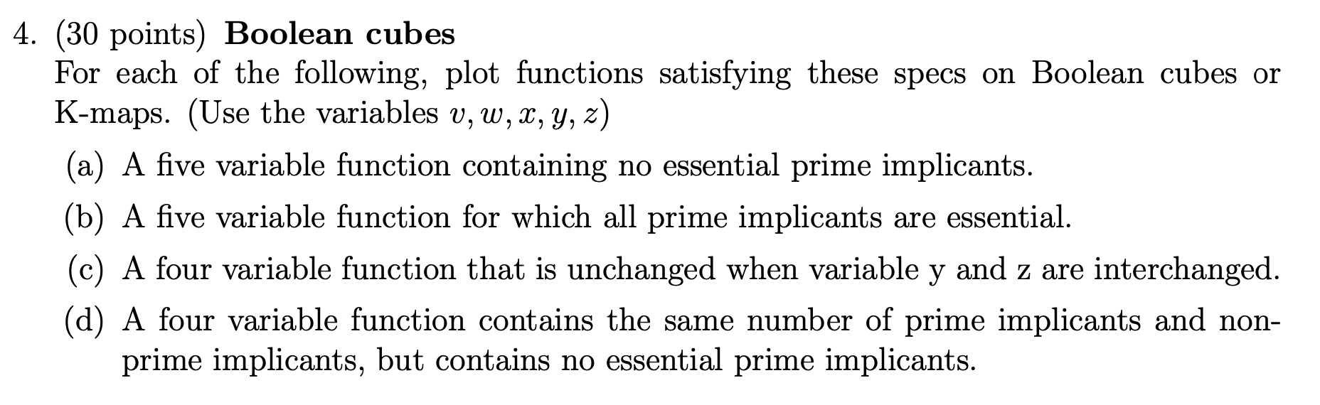 4. (30 points) Boolean cubes For each of the | Chegg.com