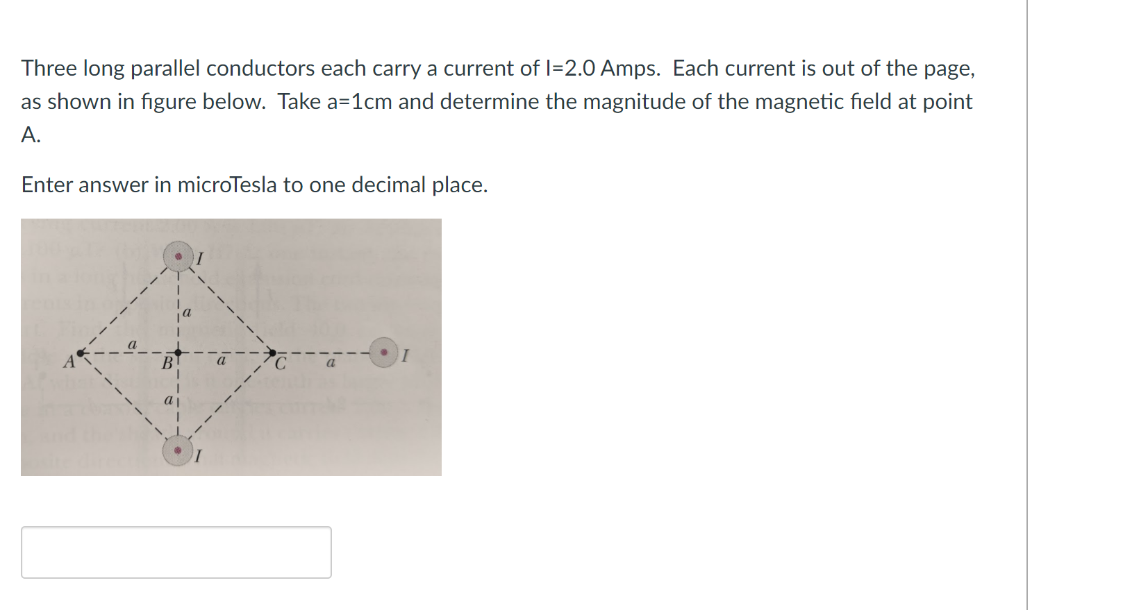 Solved Three long parallel conductors each carry a current | Chegg.com