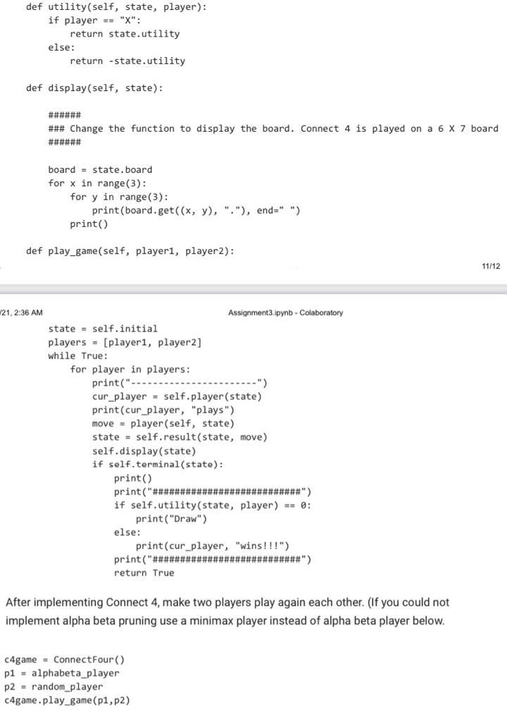 Solved Question 3 - Connect 4 (30) Your third task is to | Chegg.com