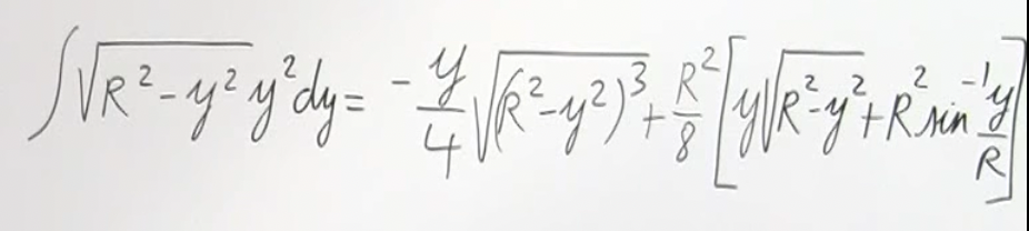 Solved ∫R2−y2y2dy=−4y(R2−y2)3+8R2[yR2−y2+R2sin−1Ry] | Chegg.com