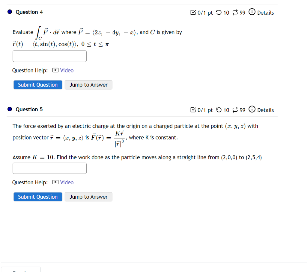 Solved Evaluate ∫CF⋅dr where F= 2z,−4y,−x , and C is given | Chegg.com