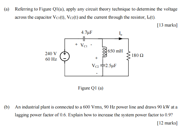 Solved (a) Referring to Figure Q1(a), apply any circuit | Chegg.com
