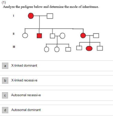Solved (1) Analyze the pedigree below and determine the mode | Chegg.com