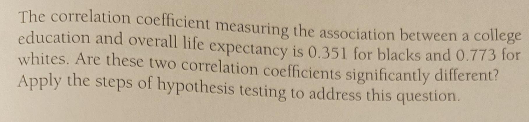 Solved The correlation coefficient measuring the association | Chegg.com