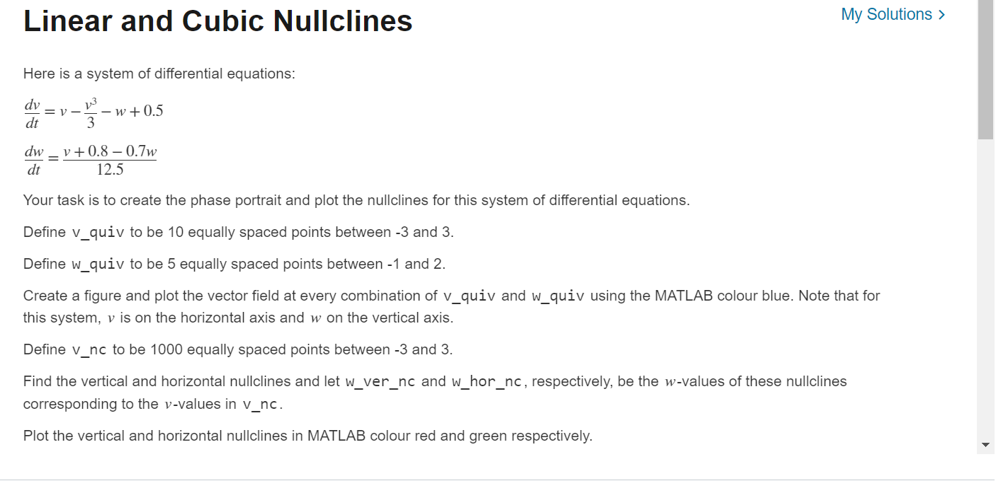 Linear and Cubic Nullclines My Solutions > Here is a | Chegg.com