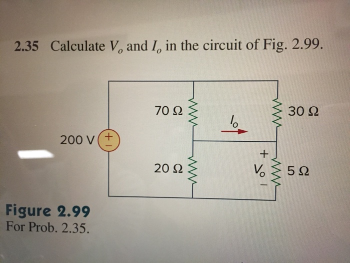 Solved 2.35 Calculate Vo and I, in the circuit of Fig. 2.99. | Chegg.com